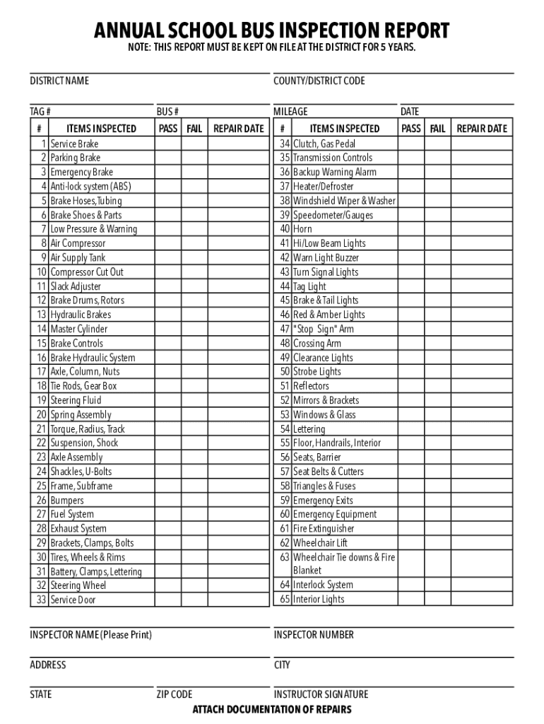 Fillable Online sde ok State of Florida School Bus Safety Inspection ...