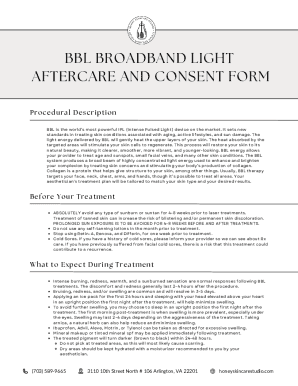 Fillable Online BBL Broadband Light Aftercare and Consent Form Fax ...