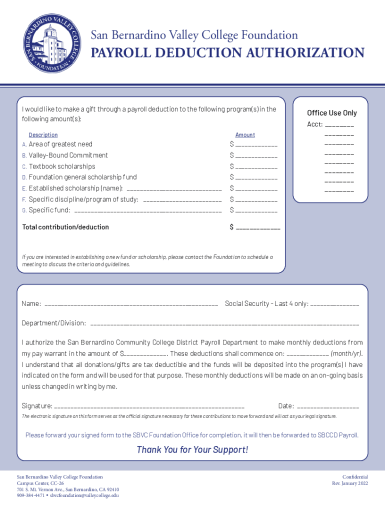 Fillable Online PAYROLL DEDUCTION AUTHORIZATION For 90th Anniversary ... Fax Email Print - pdfFiller