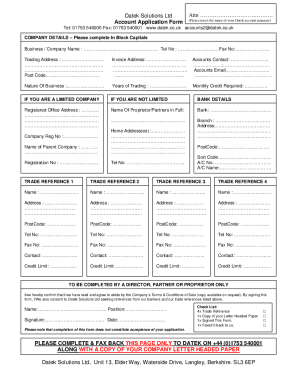 Fillable Online Datek Solutions Ltd Account Application Form Fax Email Print - pdfFiller