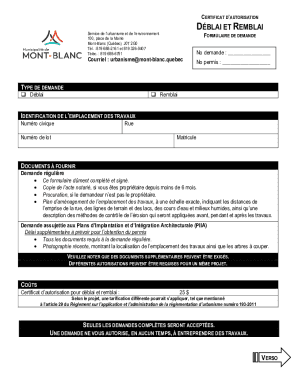 Remplissable En Ligne Certificat d'autorisation pour dblai et remblai ...