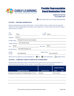 Fillable Online Provider Representative Board Nomination Form Fax Email ...