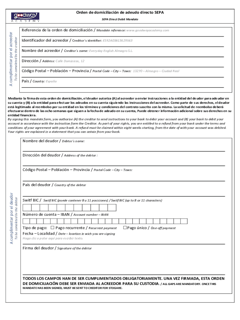 Completable En línea Documento o mandato SEPA: Qu es, cmo descargarlo y ...