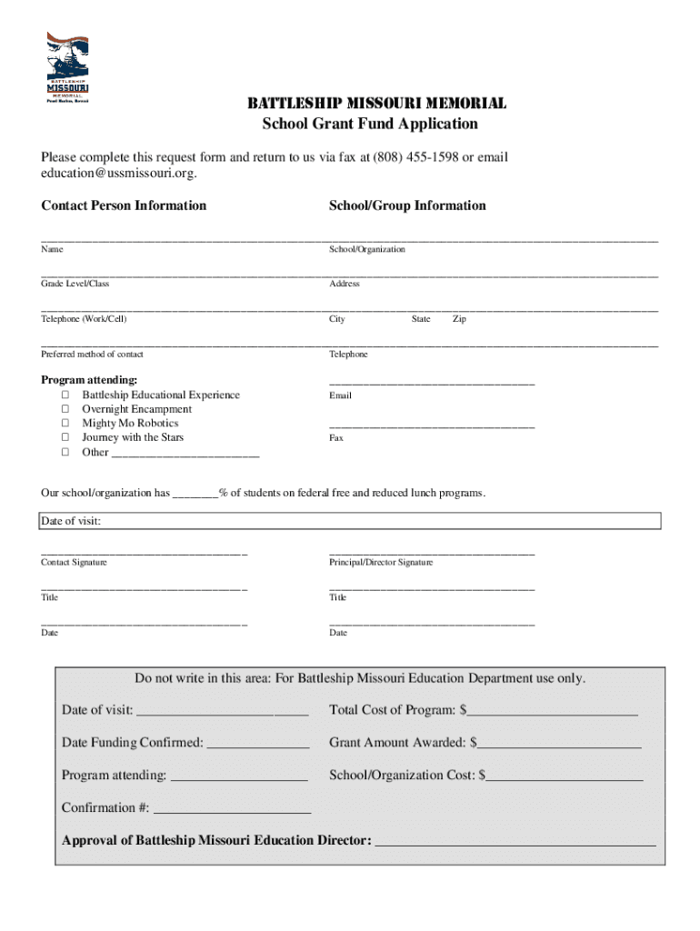Fillable Online Volunteer Request Form - USS Missouri (en) Fax Email ...