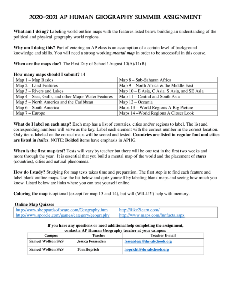 Fillable Online Ap human geography world regions a closer look Fax ...