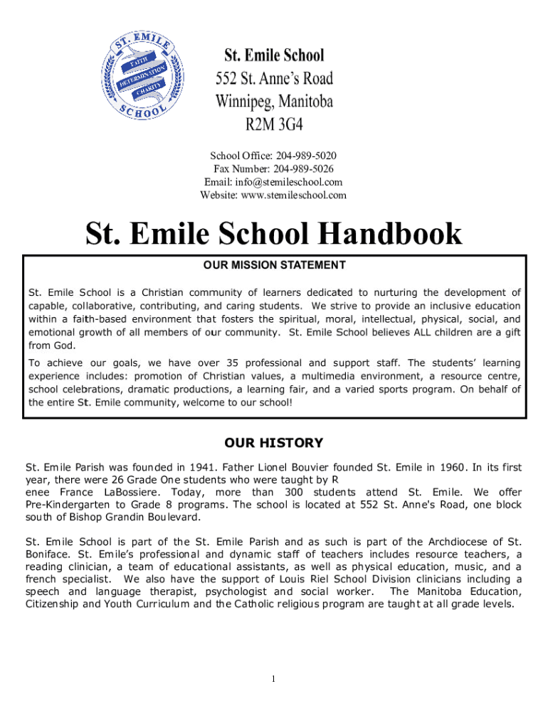 Fillable Online About St. Emile Catholic School Fax Email Print - pdfFiller