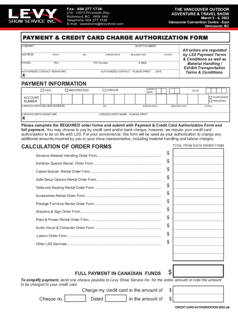 Fillable Online Payment & Credit Card Authorization Form Fax Email Print - pdfFiller