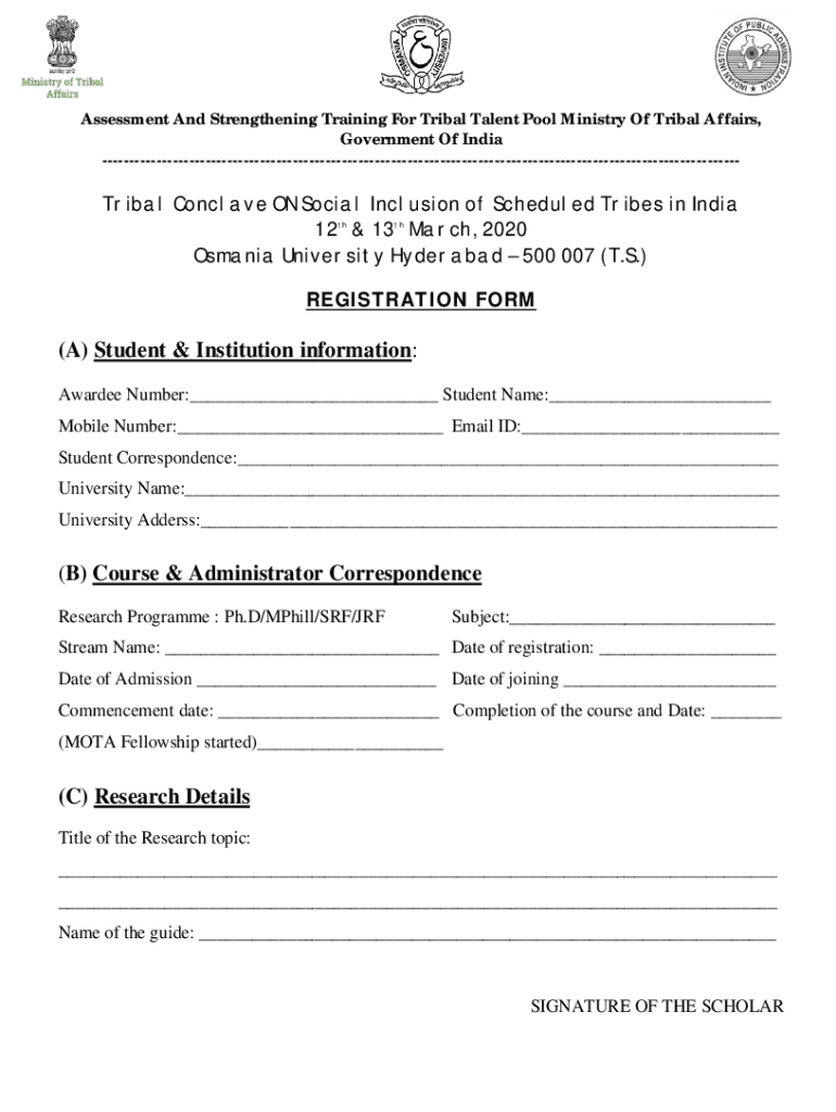 Fillable Online Tribal Conclave registration form Fax Email Print ...