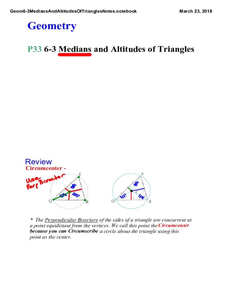 Fillable Online staffweb psdschools Geometry - P33 63 Medians and ...