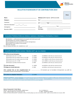 Remplissable En Ligne BULLETIN D'ADHESION ET DE CONTRIBUTION 2019 Faxer Email Imprimer - pdfFiller
