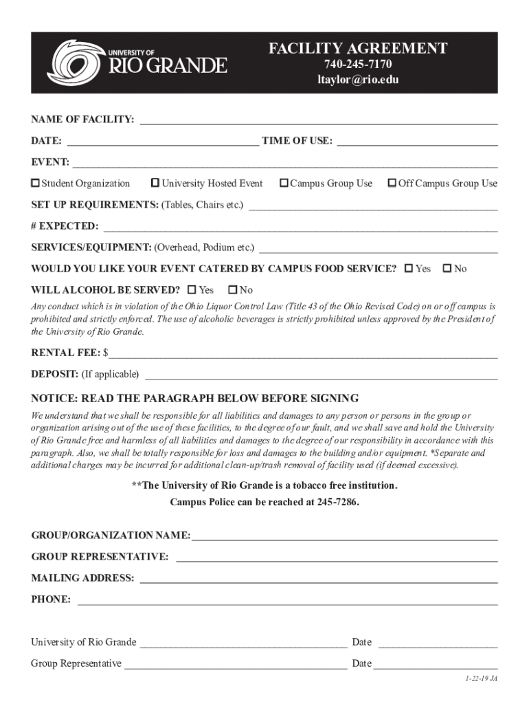 Fillable Online Facility and Event Reservation Request Form Fax Email Print - pdfFiller