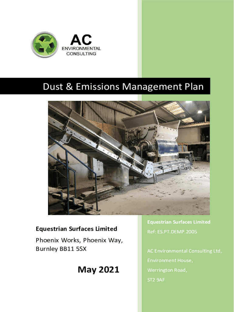 Fillable Online Dust & Emissions Management Plan - Environment Agency ...
