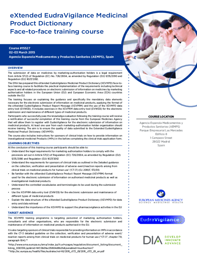 Fillable Online eXtended EudraVigilance medicinal product dictionary ...