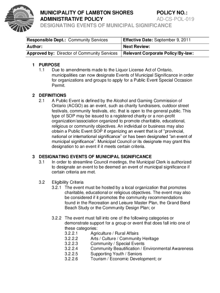 Fillable Online ad-cs-pol-019 designating events of municipal ...