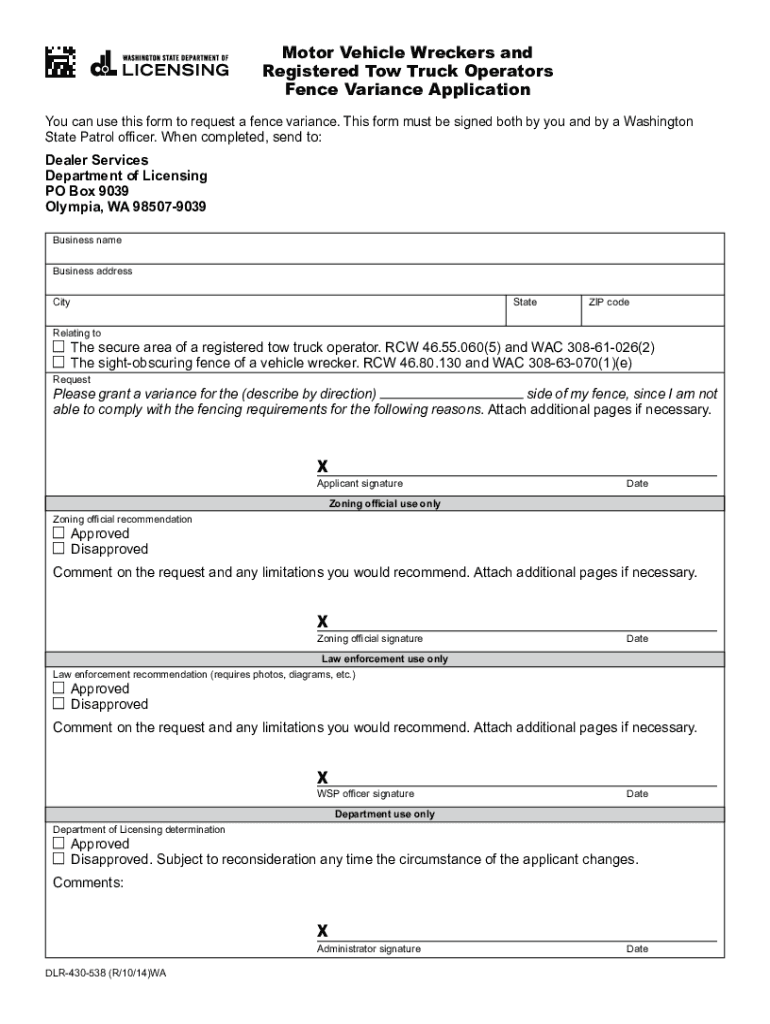 Fillable Online Motor Vehicle Wreckers and Registered Tow Truck ...
