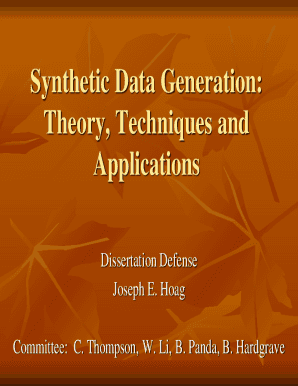 Fillable Online csce uark Synthetic Data Generation: Theory, Techniques ...