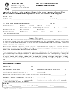 Fillable Online impervious area worksheet - for land developments Fax ...