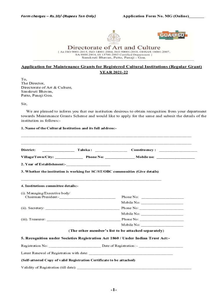 Fillable Online MG APPLICATION FORM----2021-22 Fax Email Print - pdfFiller