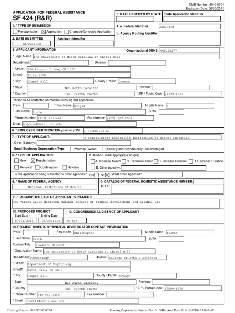 Fillable Online application for federal assistance 3. date received Fax ...