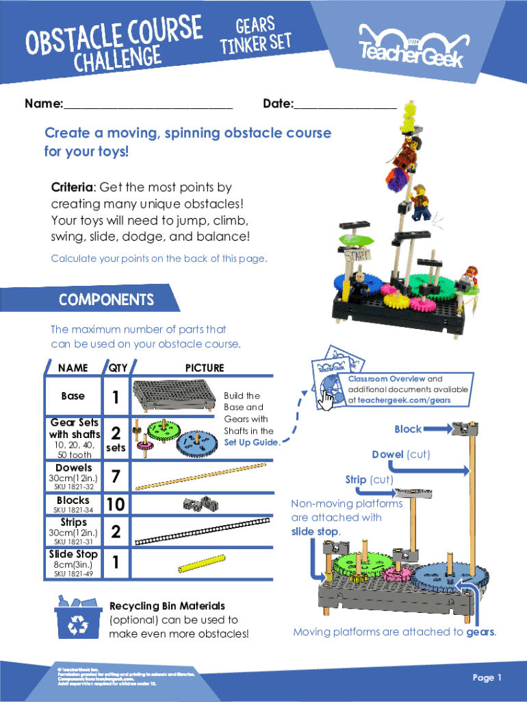 Fillable Online Create a moving, spinning obstacle course for your toys ...