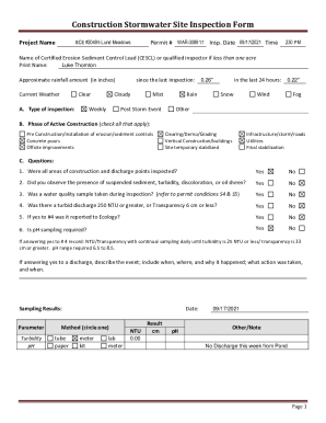Fillable Online Construction Stormwater Inspection Forms by State Fax ...