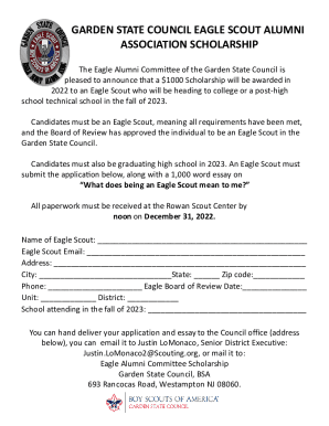 Fillable Online Garden State Council Eagle Scout Alumni Association Fax ...