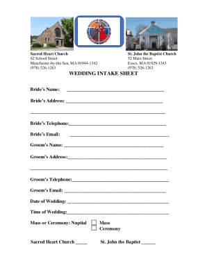 Fillable Online WEDDING INTAKE SHEET Fax Email Print - pdfFiller