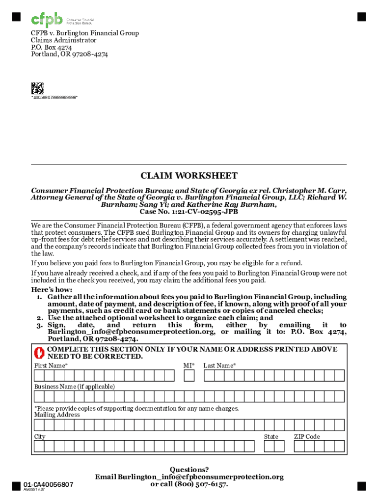 Fillable Online CLAIM WORKSHEET Fax Email Print - pdfFiller