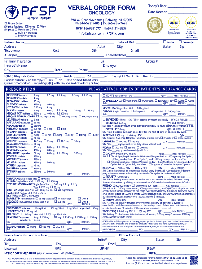 Fillable Online ONCOLOGY Fax Email Print - pdfFiller