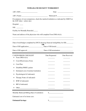 Fillable Online 4001918 TEFRA Katie Beckett Worksheet.doc Fax Email ...