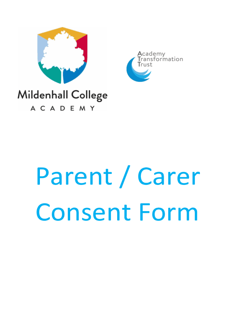Fillable Online Parent/Carer Consent Form - Mildenhall College Academy ...