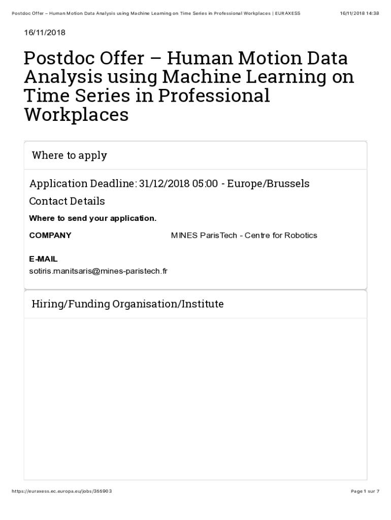 Fillable Online Human Motion Data Analysis Using Machine Learning On