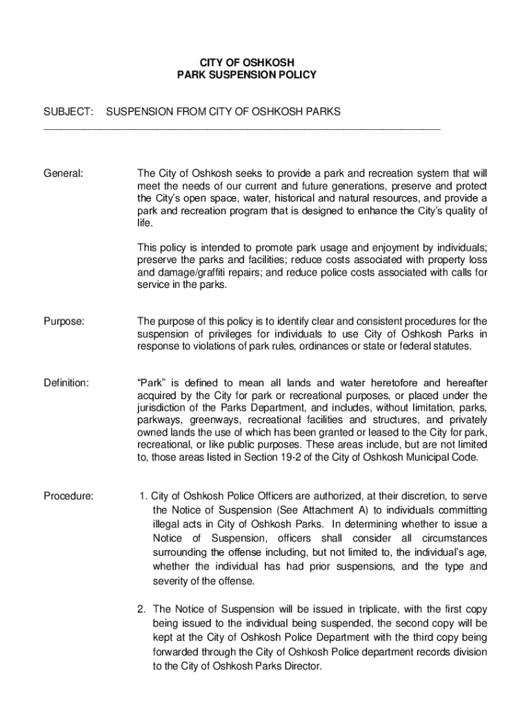 Fillable Online Parks Department - Shelter Fee Schedule - City of Oshkosh Fax Email Print ...