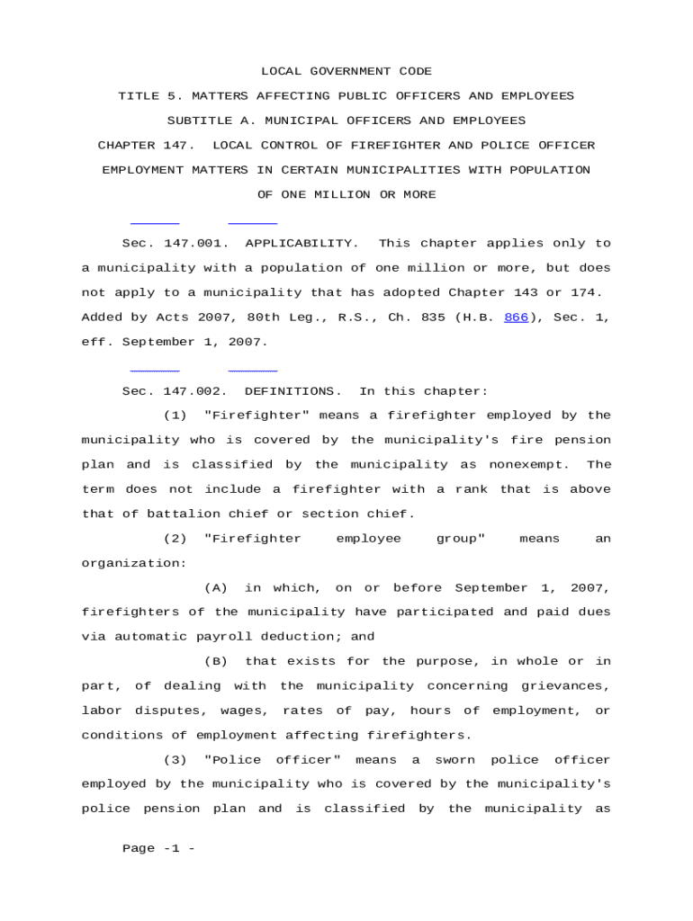 LOCAL GOVERNMENT CODE CHAPTER 140. ... Doc Template | pdfFiller