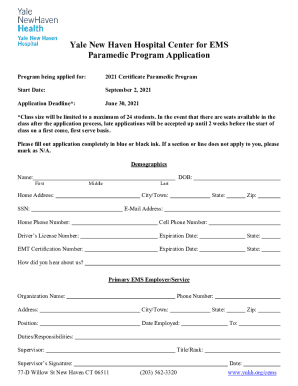 Fillable Online 2021 Certificate Paramedic Program Tentative Schedule ...