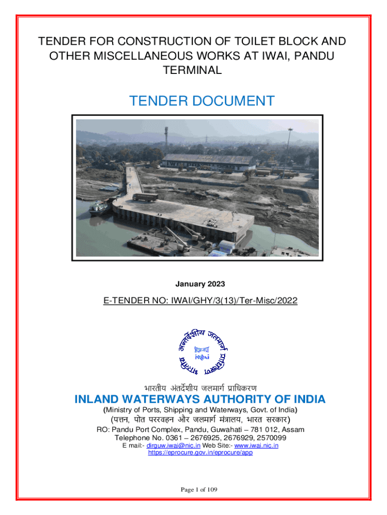 Fillable Online TENDER FOR CONSTRUCTION OF TOILET BLOCK AND Fax Email ...
