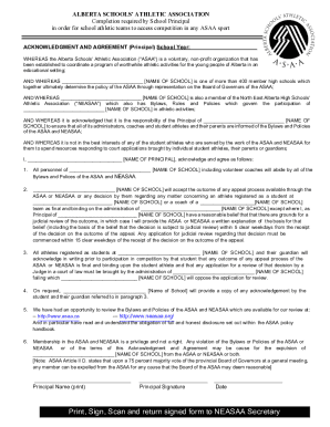 Fillable Online PAF Template NEASAA Principal Acknowledgement2020 sep 4 ...
