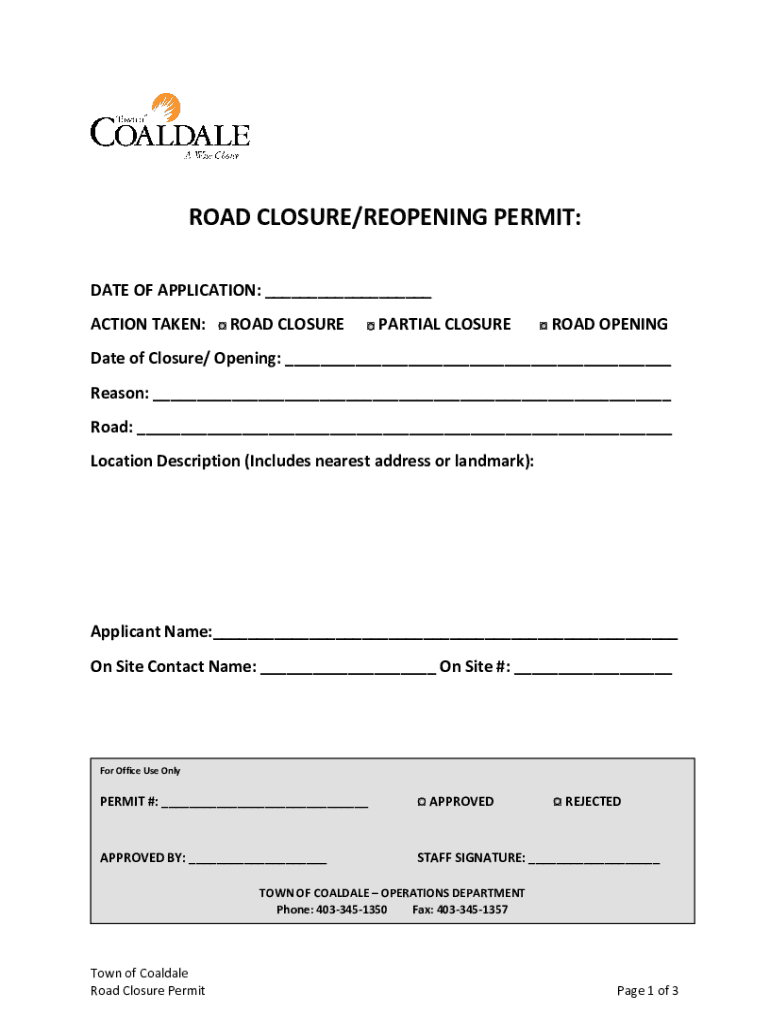 Fillable Online Harford County Road Closure Request Application ... Fax ...