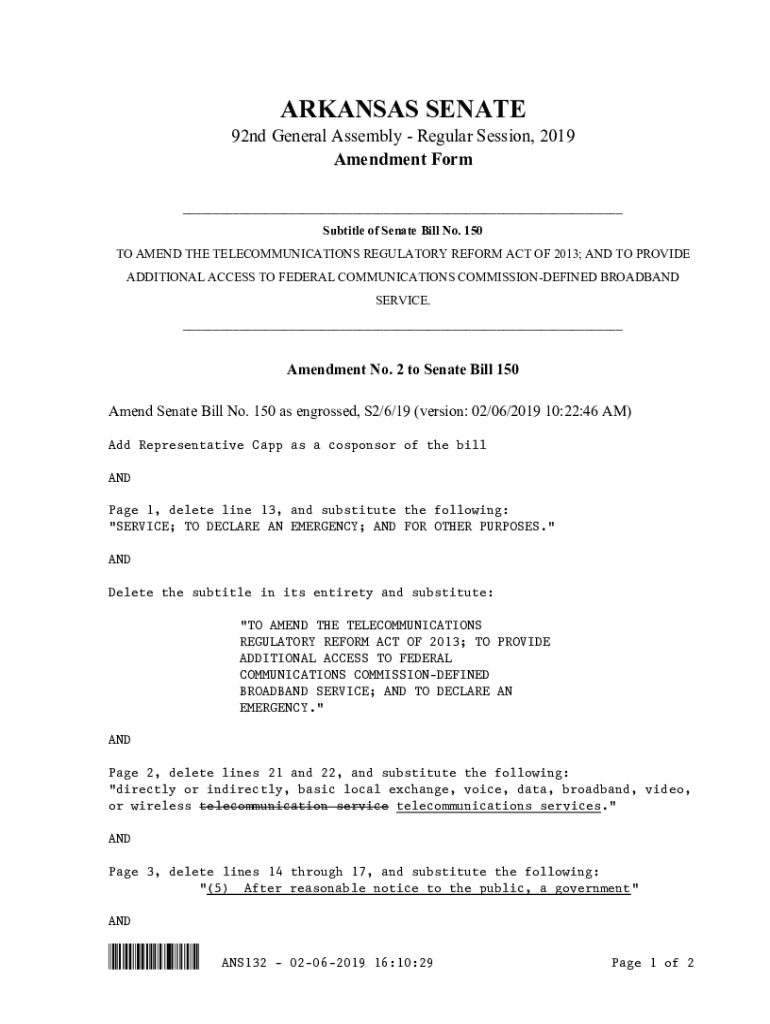 Fillable Online Amends Amend Senate Bill No. 150 as originally introduced: Fax Email Print ...