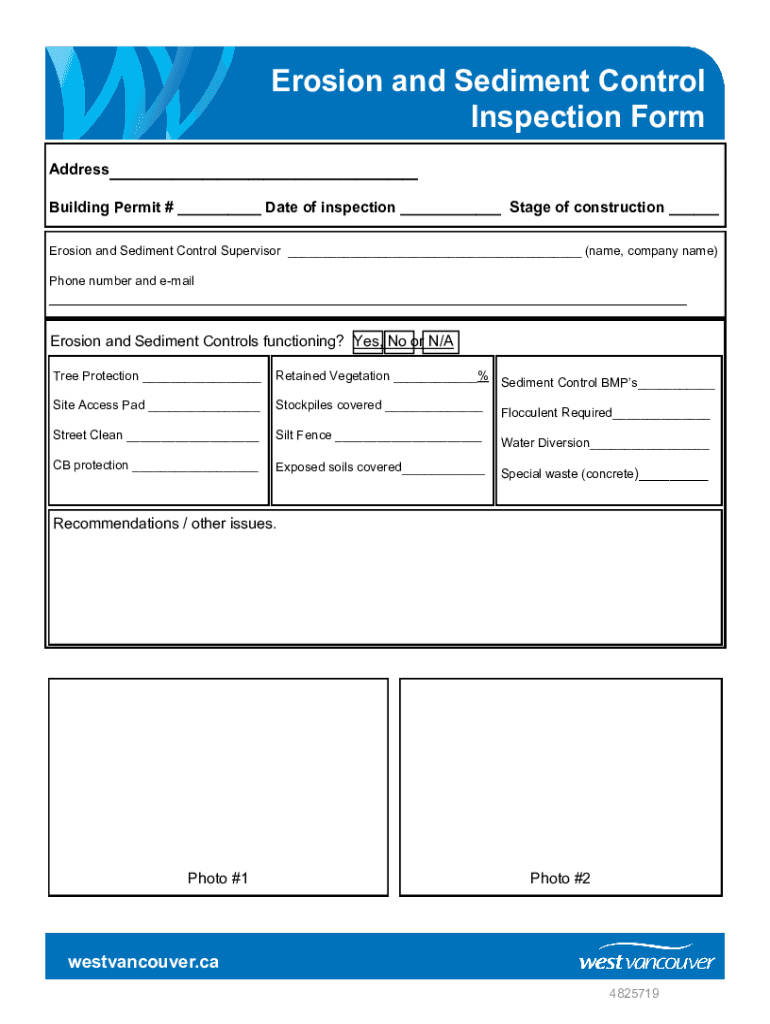 Fillable Online ESC Inspection Form Revised 012910 - Lexingtonky.gov Fax Email Print - pdfFiller