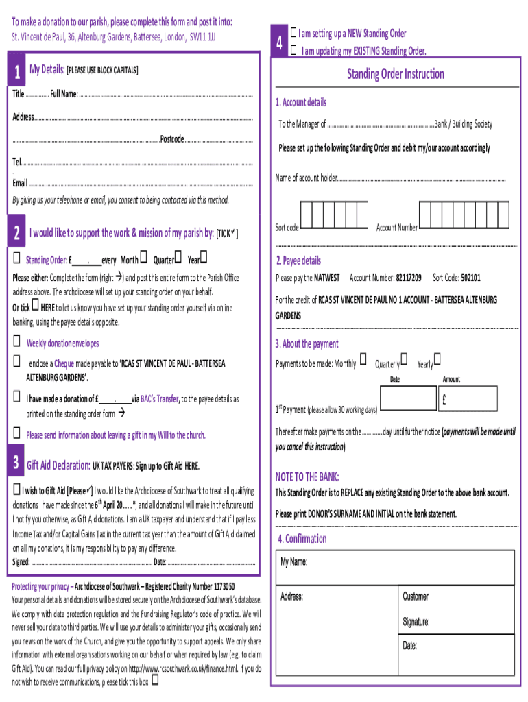 Fillable Online Parish Pledge Form Fax Email Print - pdfFiller