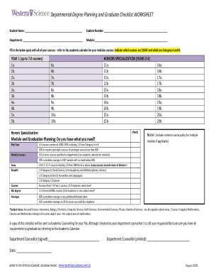 Fillable Online Degree Planning and Graduate Checklist WORKSHEET Fax ...