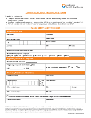Fillable Online CONFIRMATION OF PREGNANCY FORM. FRM1175600EH02w23-762a ...