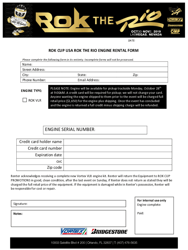 Fillable Online ROK Cup USA Heading Back to the RIO for ROK Vegas Fax ...