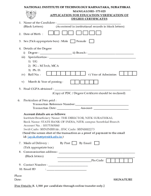 Fillable Online 575 025 APPLICATION FOR EDUCATION VERIFICATION OF ...