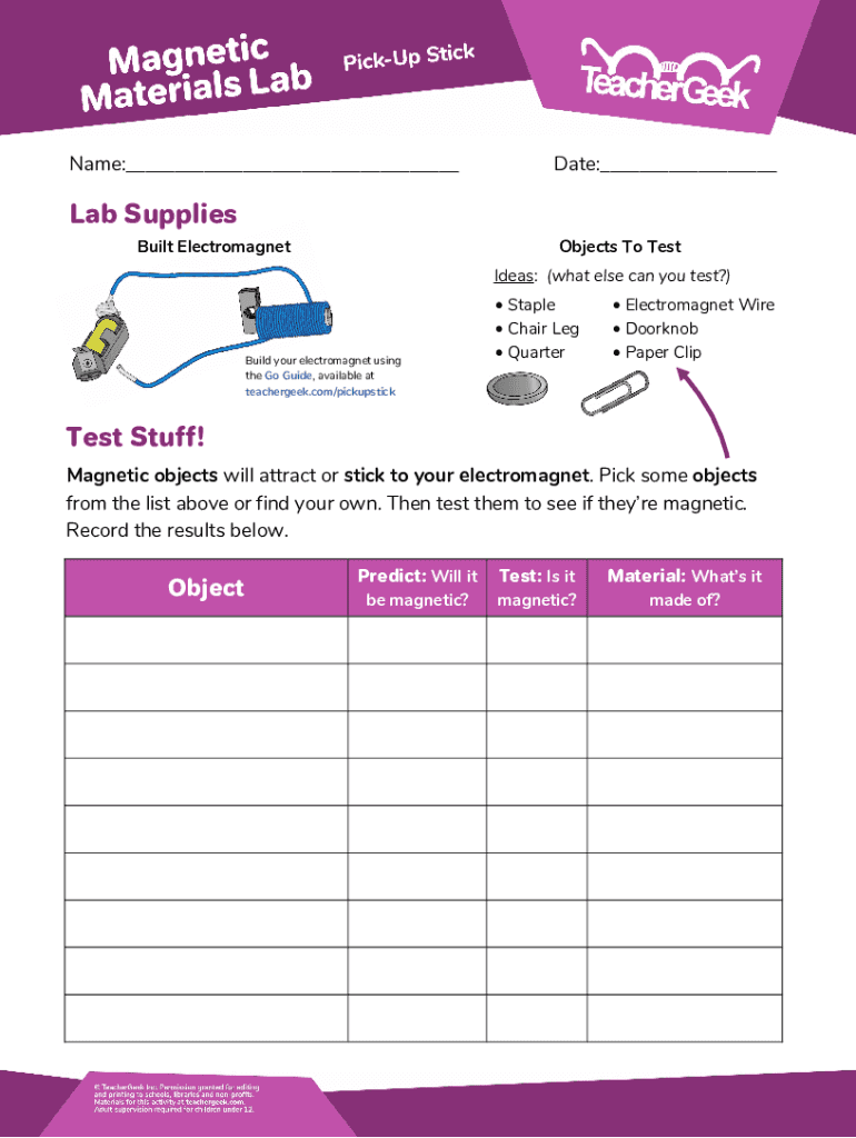 Fillable Online Lab Supplies Test Stuff! Fax Email Print - pdfFiller