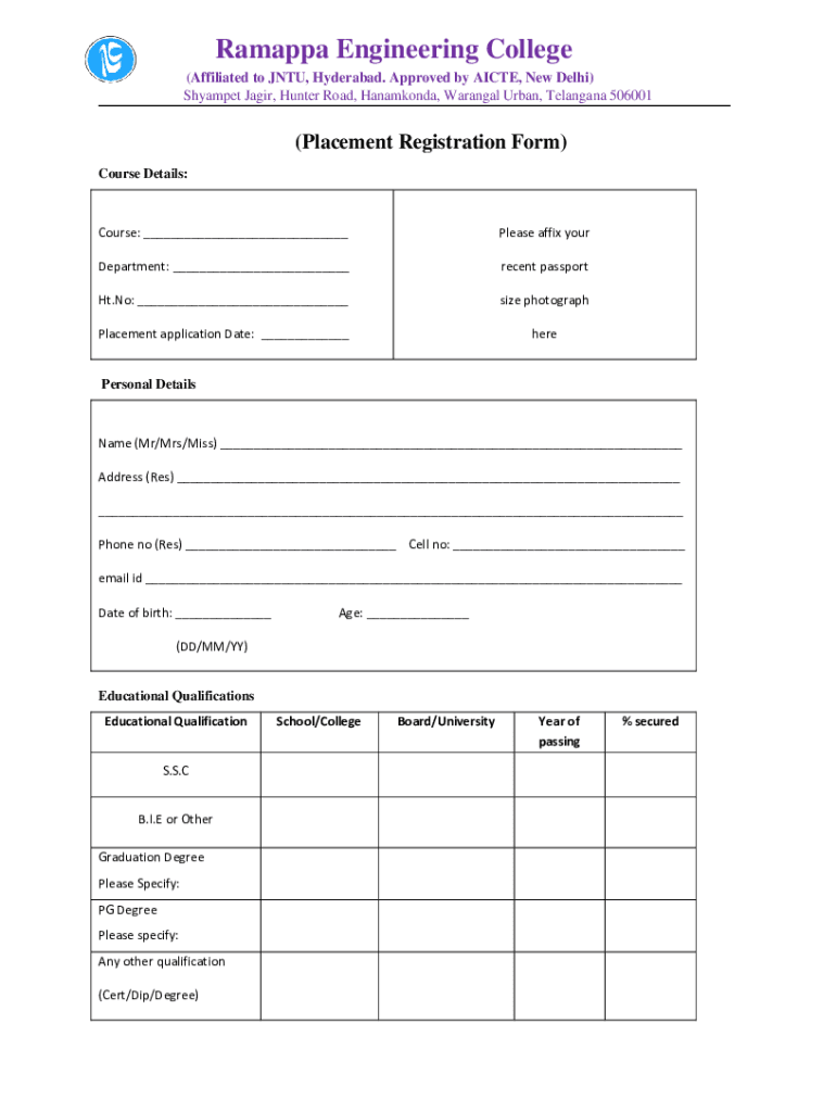 Fillable Online Ramappa Engineering College- List of Courses Fax Email ...
