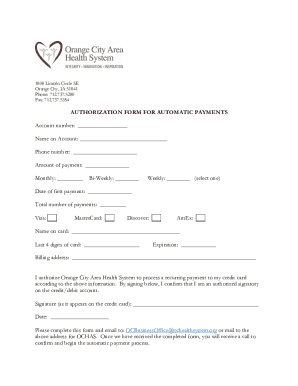 Fillable Online authorization form for automatic payments Fax Email Print - pdfFiller