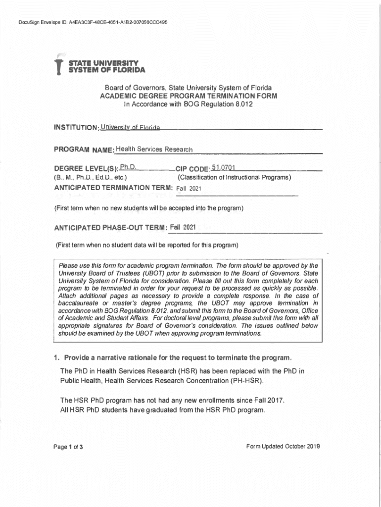 Fillable Online Academic Degree Program Termination Form Fax Email ...