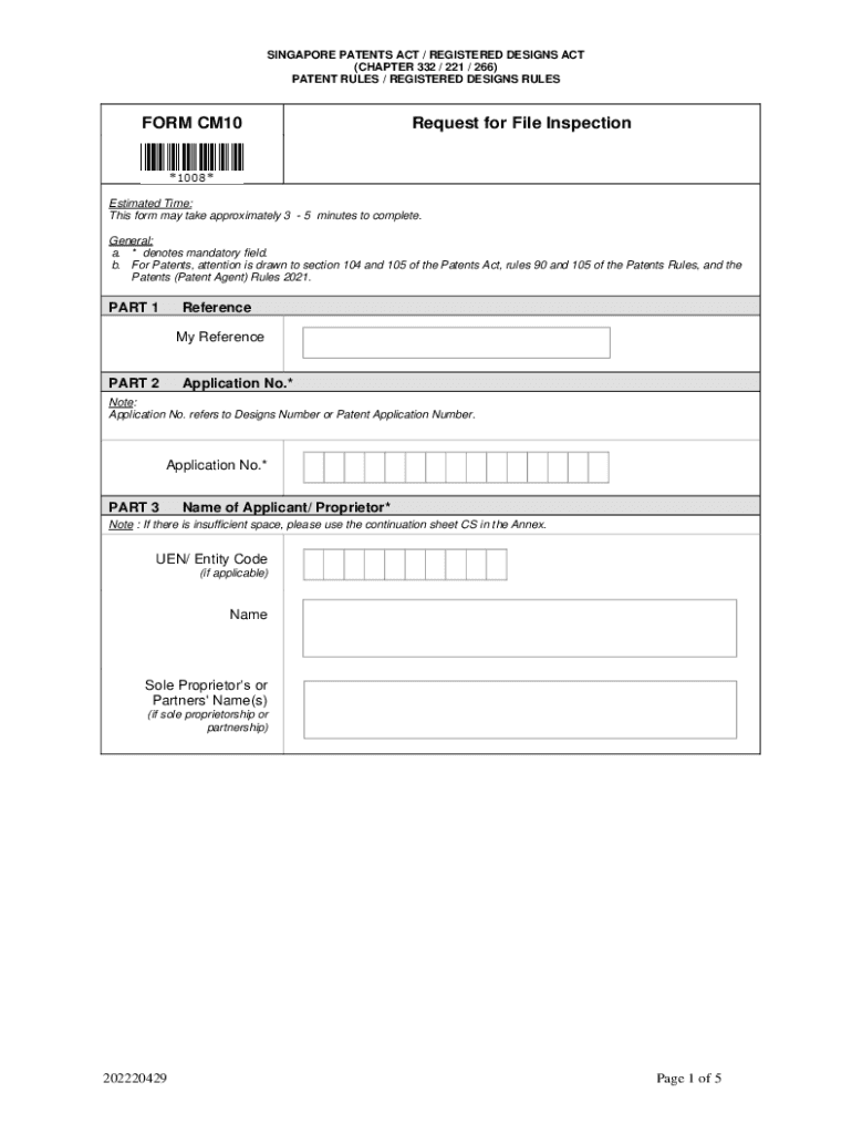 Fillable Online FORM CM10 Request for File Inspection Fax Email Print ...